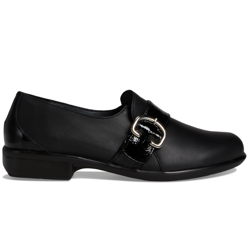Women's Naot Viscol - Jet Black Leather/Black Crinkle Patent - Stan's Shoes